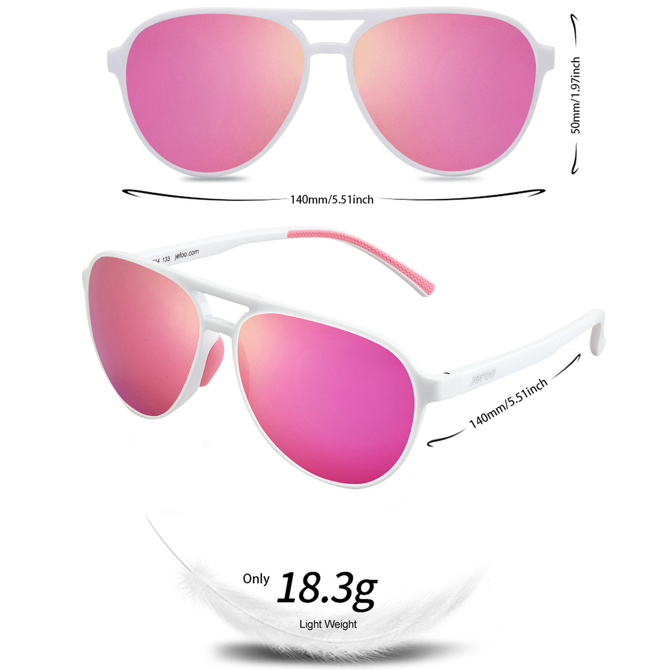 Elegant Aviator Sunglasses · Flamingo Pink JF119 – JEFOO