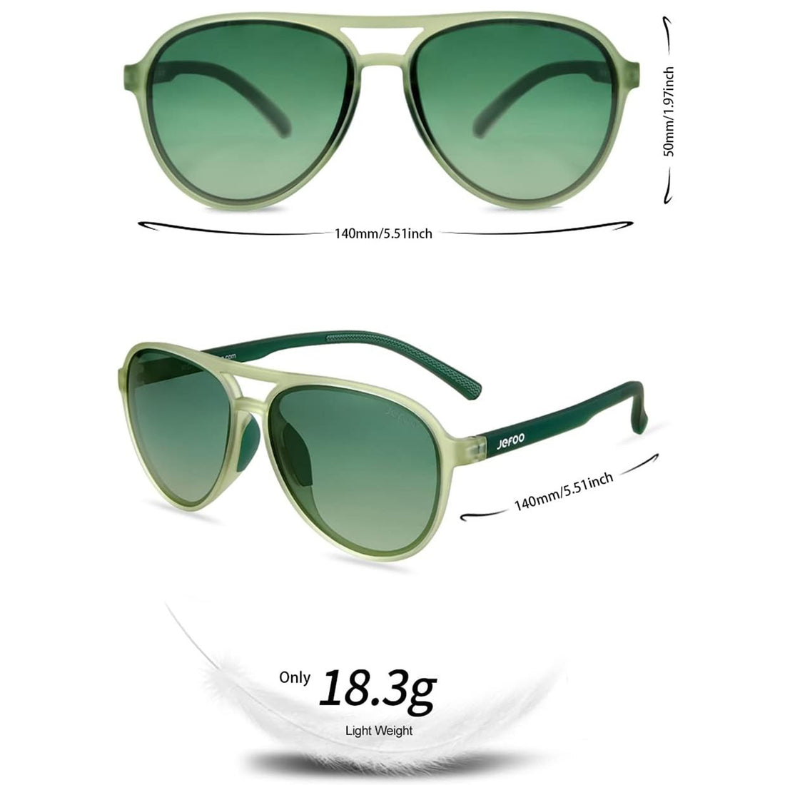 Tinted Aviator Sunglasses · Foliage Green JF119 – JEFOO